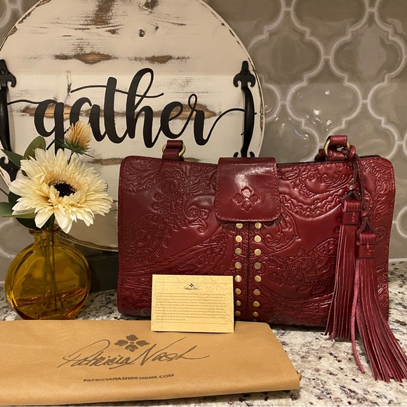 Patricia Nash | Bags | Patricia Nash Rienzo Satchel In Deep Raspberry ...